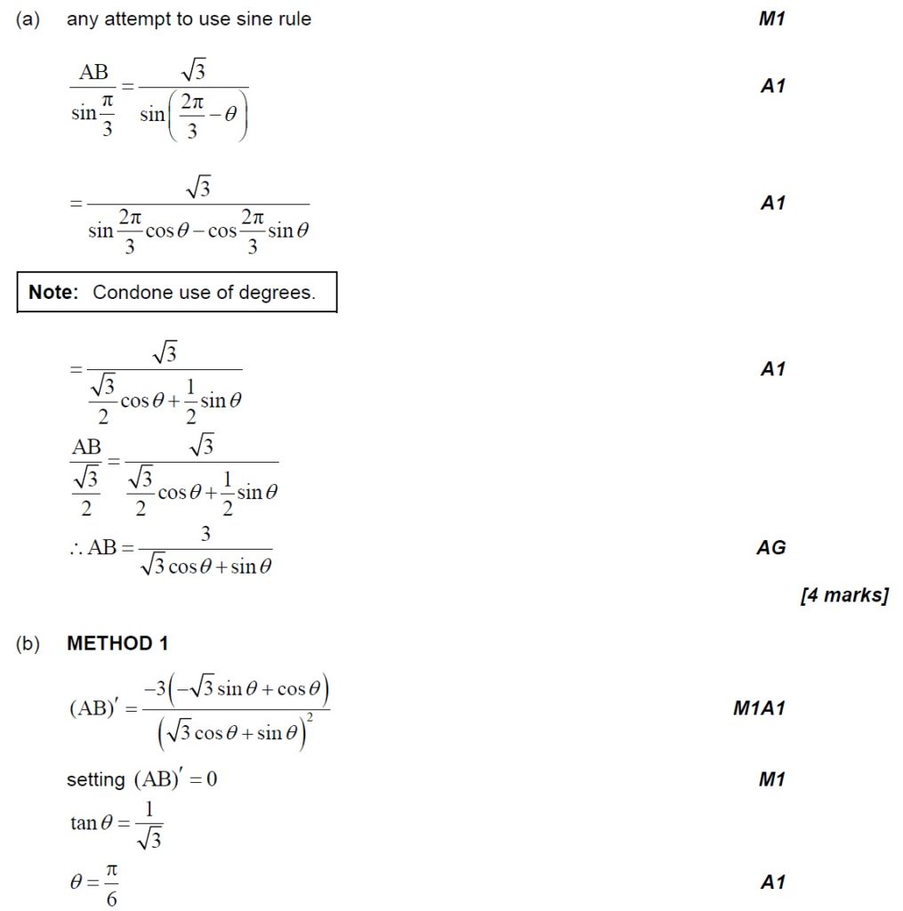 IBDP Past Year Exam Questions – Application of Differentiation – IBDP ...