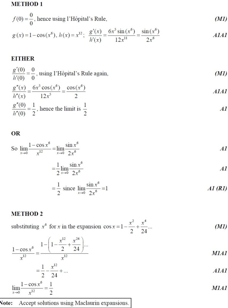 IBDP Past Year Exam Questions – Limits – IBDP Math HL/SL