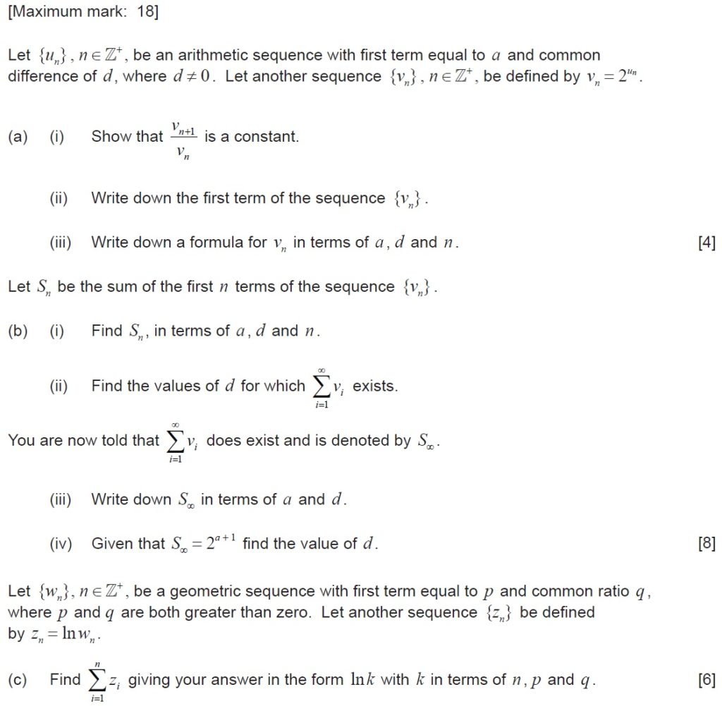 IBDP Past Year Exam Questions – Sequences and Series – IBDP Math HL/SL