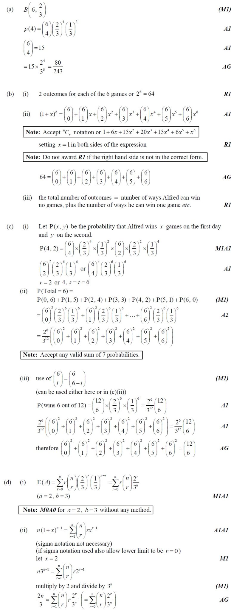 IBDP Past Year Exam Questions – Discrete Random Variables – IBDP Math HL/SL