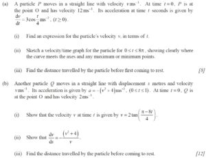 IBDP Past Year Exam Questions – Kinematics – IBDP Math HL/SL